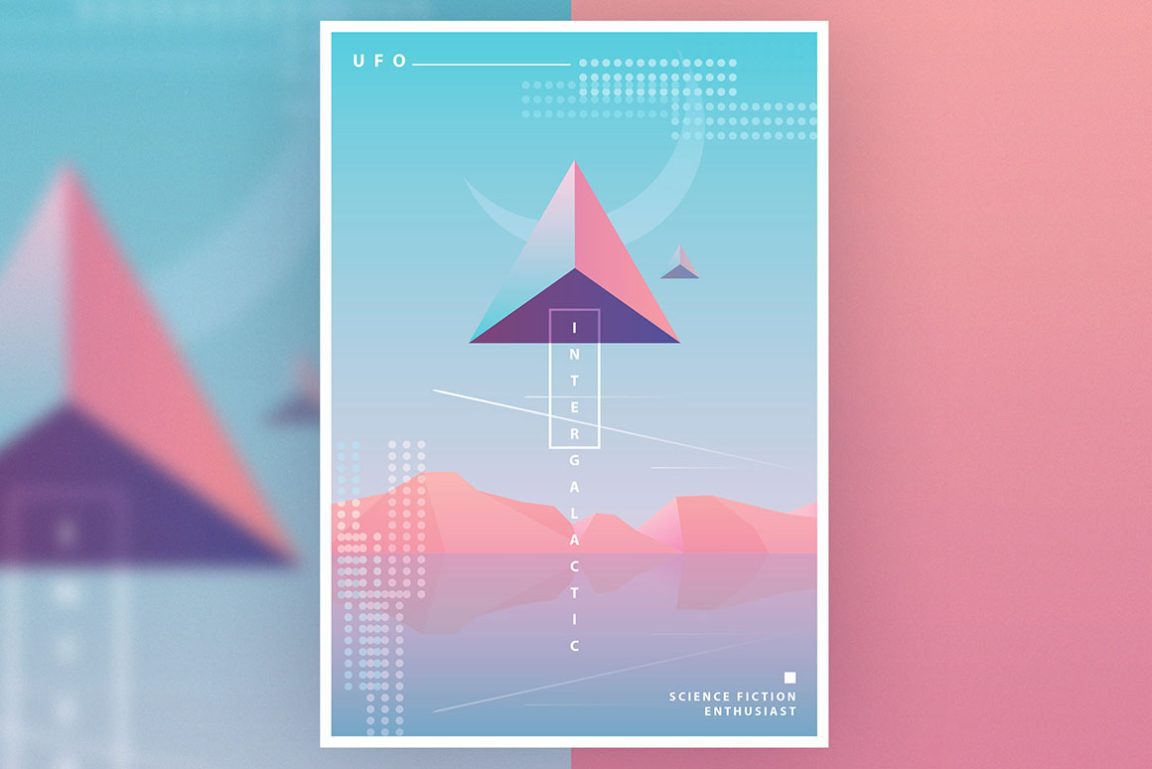 Futuristic Poster Template in Holographic Colors | Polar Vectors