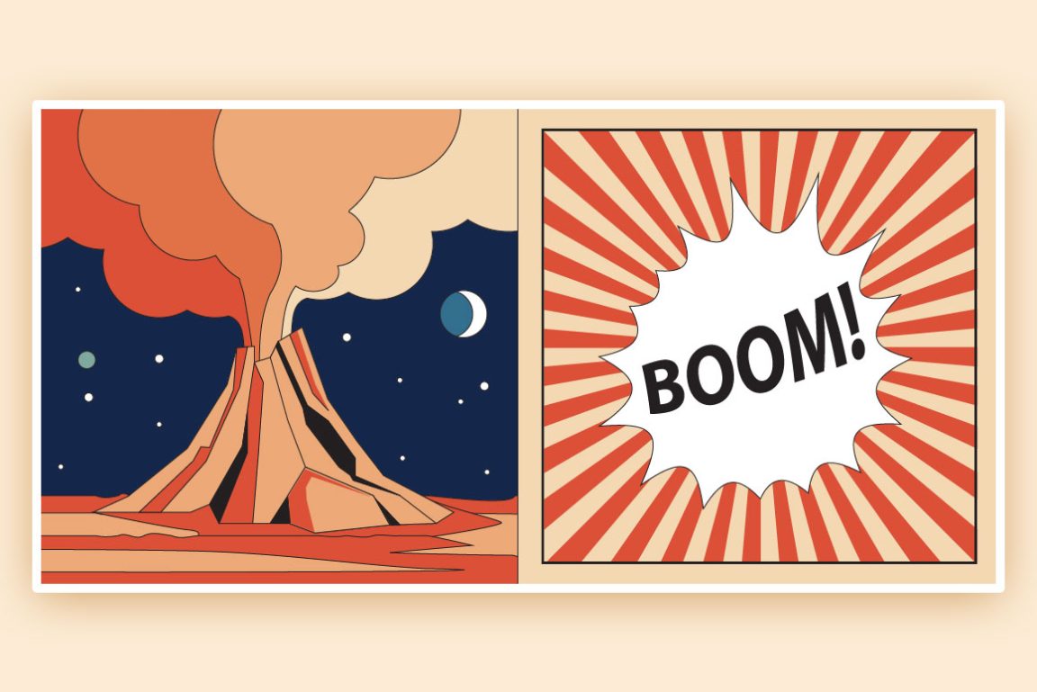 Vintage space art with comic speech bubble | Polar Vectors