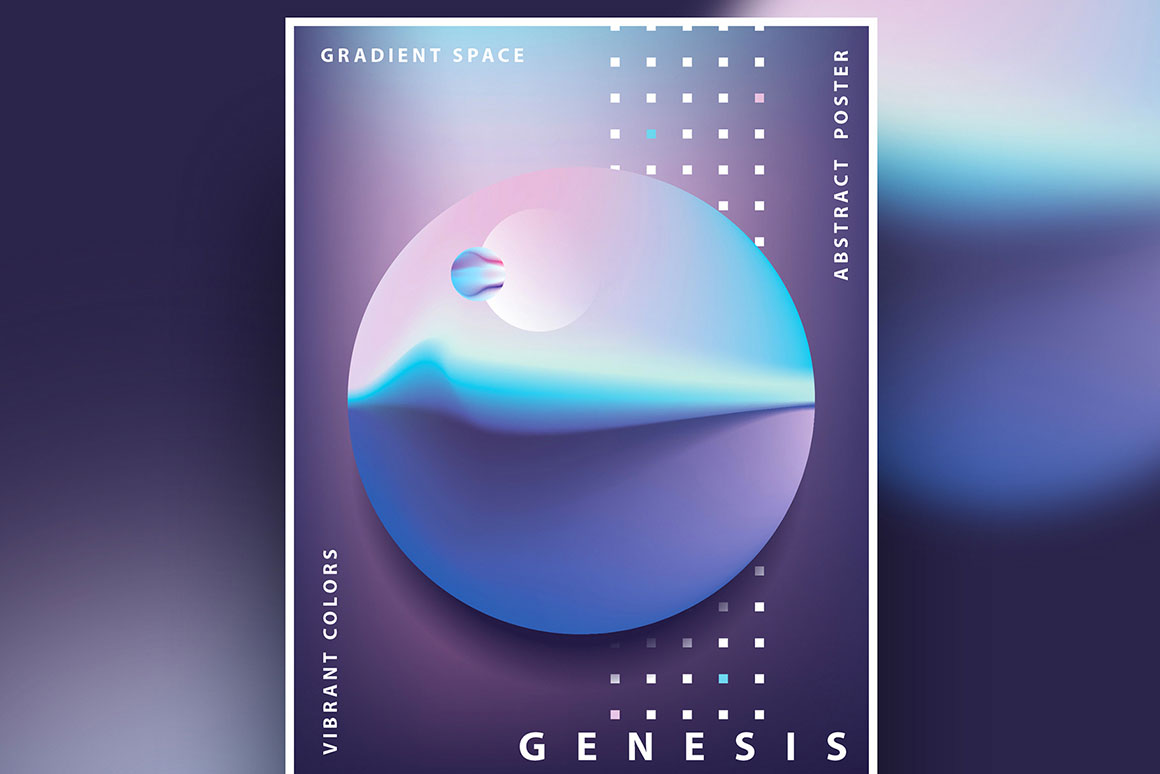 Futuristic Poster Template in Holographic Colors | Polar Vectors