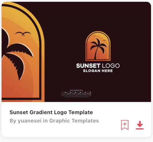 80s Sunset Graphic Logo | Polar Vectors