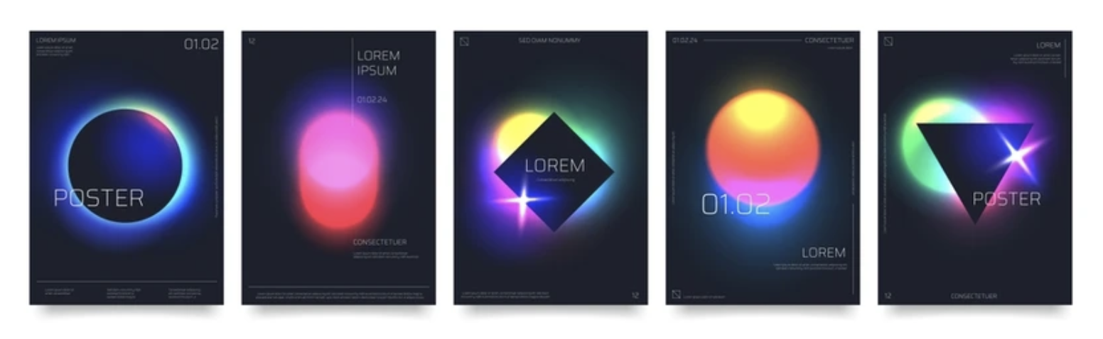 Futuristic Poster Template in Holographic Colors | Polar Vectors