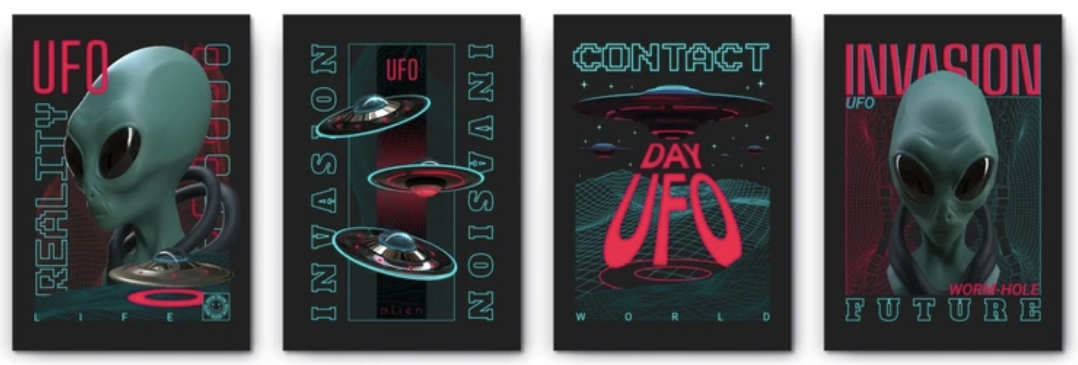 Futuristic Poster Template in Holographic Colors | Polar Vectors