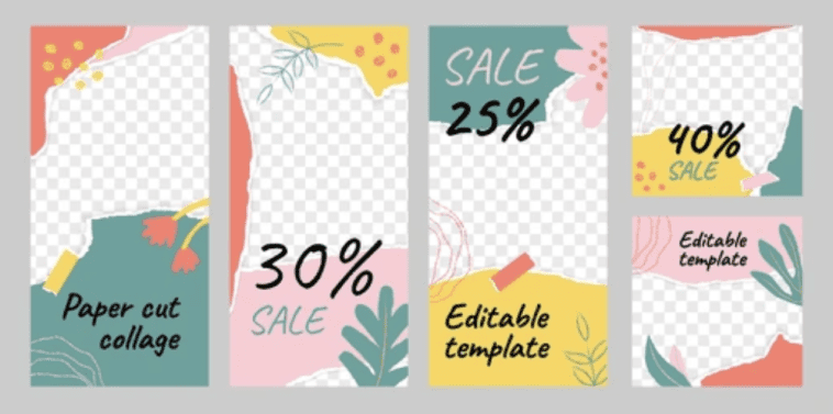 Blank Instagram Template Set with 3D Shapes | Polar Vectors