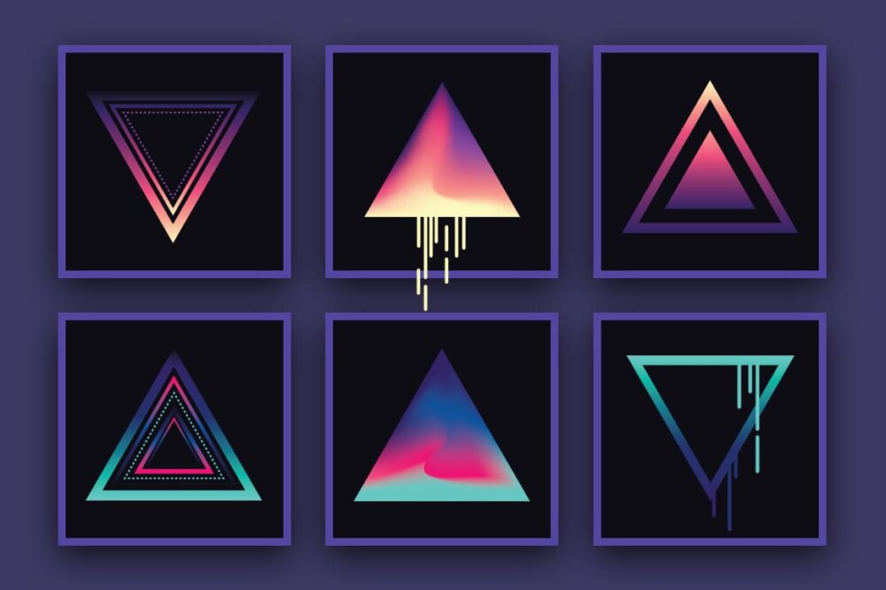 Neon Triangle PNG Set | Polar Vectors