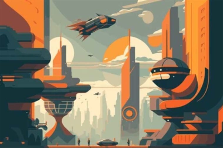 Futuristic City Concept Art Polar Vectors