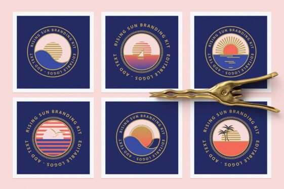 Retro Branding Collection- Rising Sun | Polar Vectors
