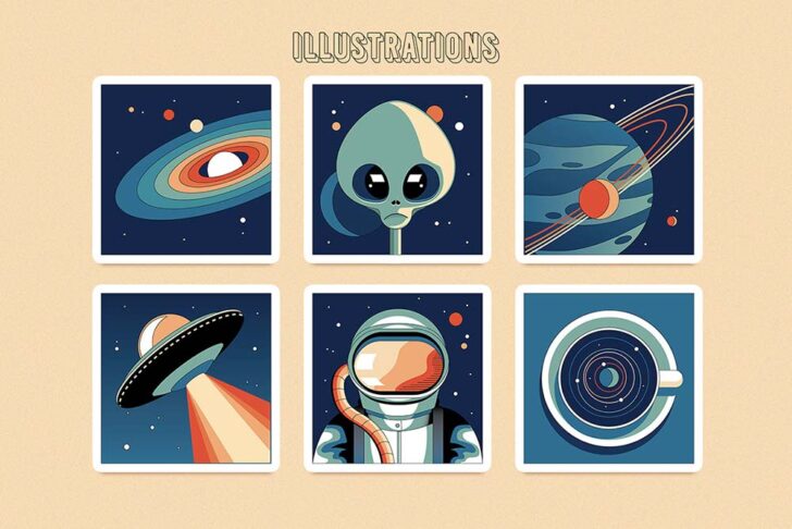 Retro Space Art Branding Collection | Polar Vectors