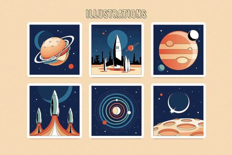 Retro Space Art Branding Collection | Polar Vectors