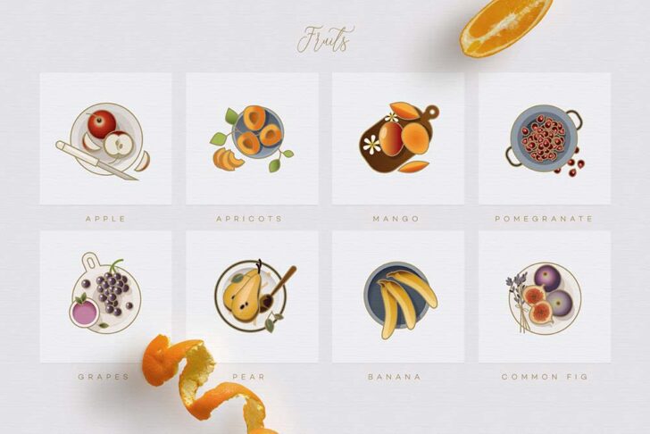 Healthy Food Clipart Icon Collection | Polar Vectors