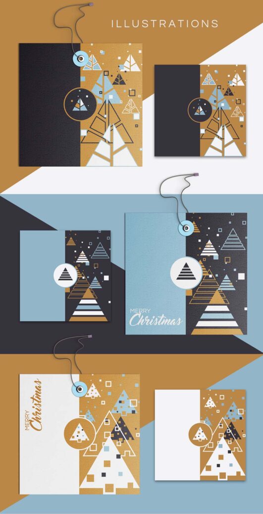 Minimalist Christmas Cards and Patterns | Polar Vectors