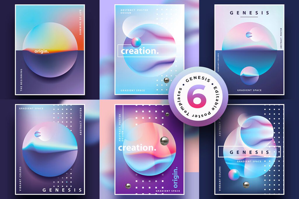 Gradient Circle Poster Collection- Genesis | Polar Vectors