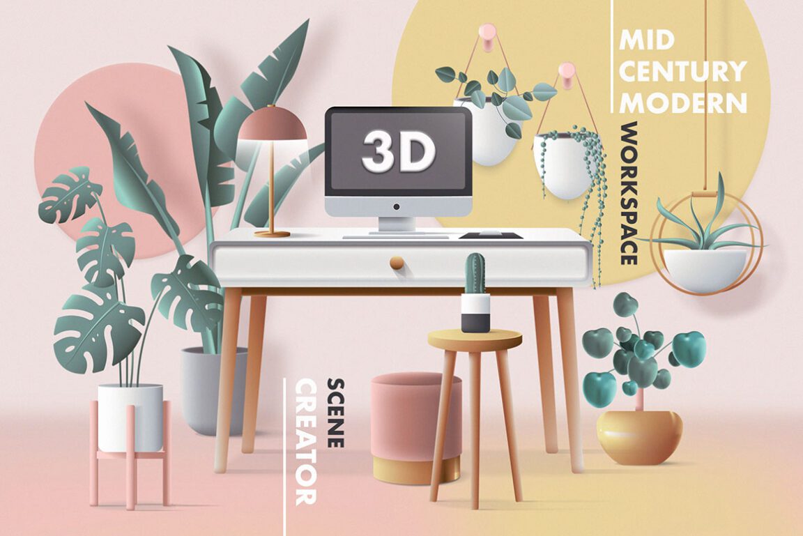 Home Office Illustration Scene Creator | Polar Vectors