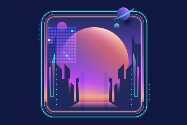 Synth Wave Background for Text | Polar Vectors